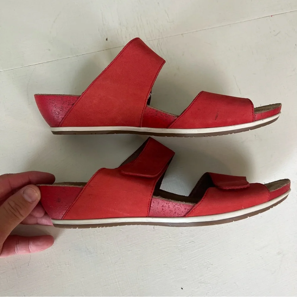 Dansko | Shoes | Dansko Vienna Milled Nubuck Wedge Slides Sandals Red ...